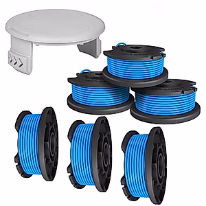 Generep Weed Eater String Trimmer AC14RL3A Spool Generic Replacement for Ryobi One Plus + 18V 24V 40V Cordless Trimmers and Cap Covers (6 Spool, 1 Cap)