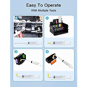 Mars Online Printhead Cleaning Kit Inkjet Printer Head Cleaner Compatible for HP/Epson/Brother/Canon 8600 8610 8035 8710 6700 6900 / Epson 1430 2720 et-2720 et-2750, 100ML, Kit 3