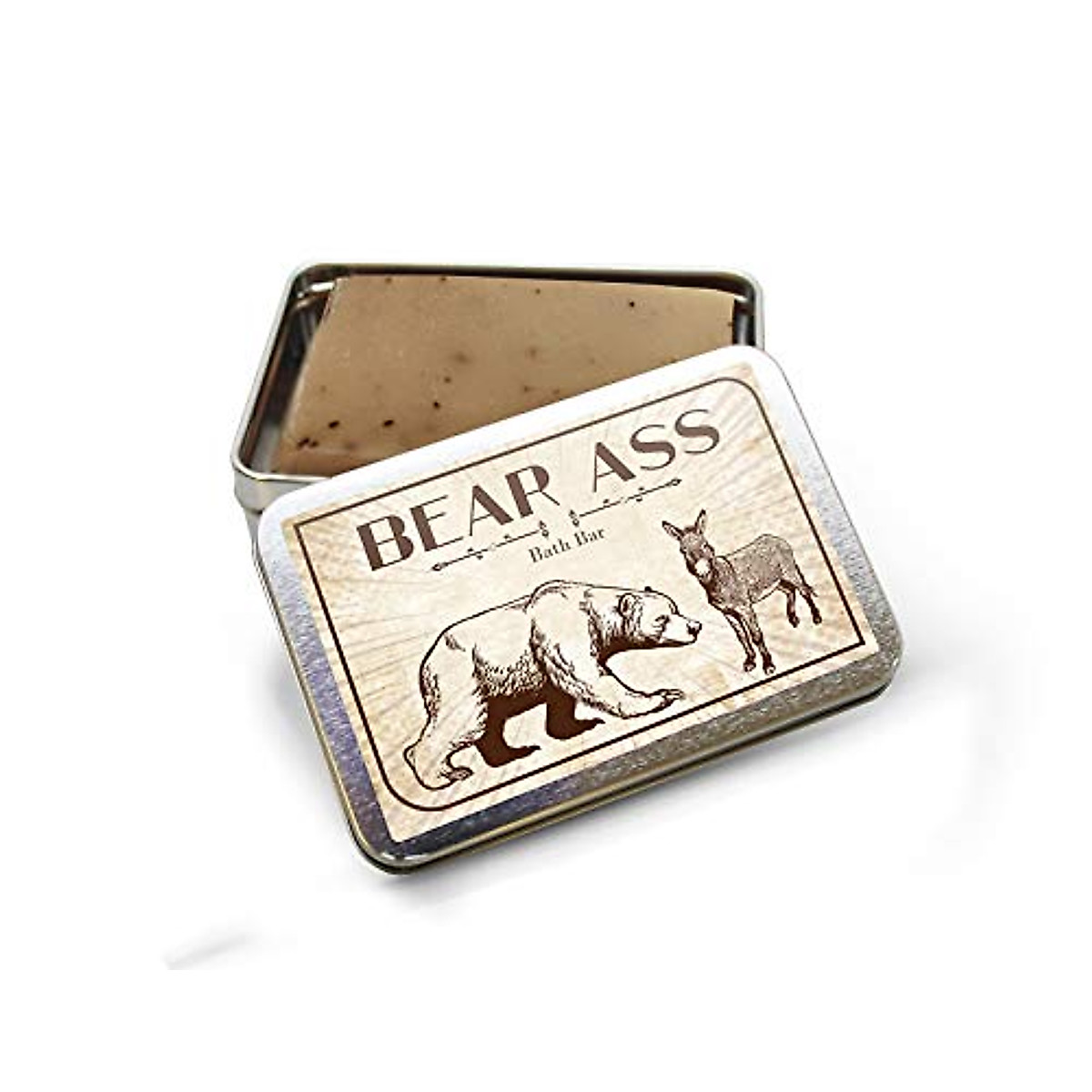 Bear Ass Bath Bar - Funny Vintage Bear and Donkey Design - Novelty Bath Soap for Men - Coffee Soap, Handcrafted, Made in the USA, Contains Real Ground Coffee