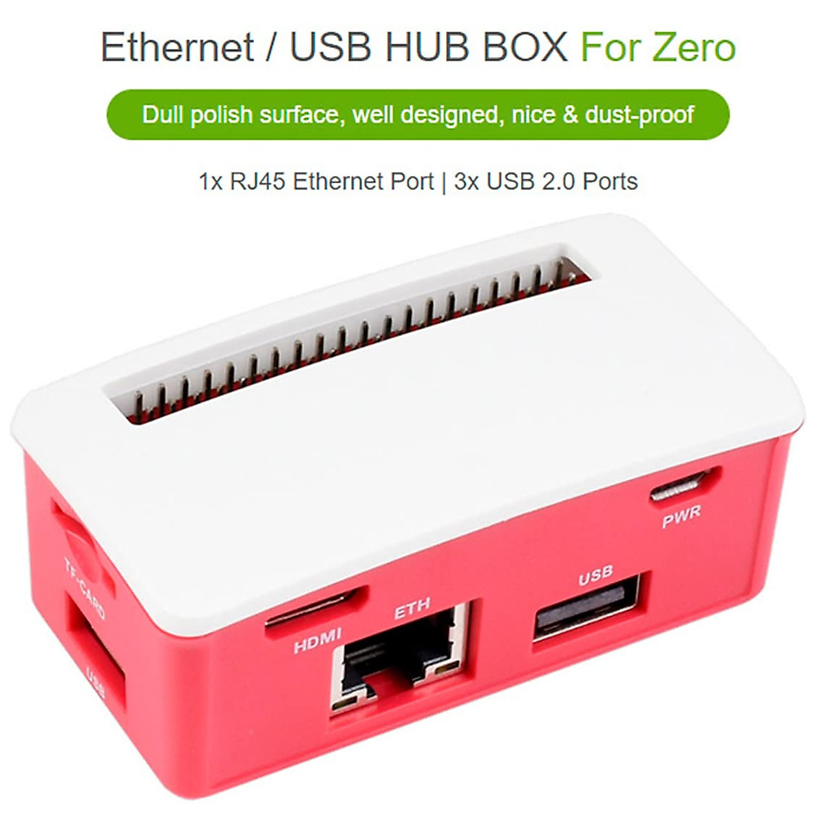 Ethernet/USB HUB HAT Board with ABS Case for Raspberry Pi Zero 2 W/Zero 2WH/Pi Zero/Zero W/Zero WH,with 3X USB Ports, Compatible with USB 2.0/1.1 and 1x RJ45 Ethernet Port 10/100M Auto-Negotiation