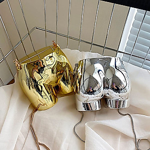 Body Shaped Shoulder Bags Crossbody Bag Purses Handbags Evening Clutch Purse Metal for Women Girls Cocktail Party Club Bling Bling Golden Hip