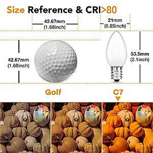 Low Watt Led Light Bulbs 0.5W Equivalent 5W Incandescent Small Night Light Bulb Warm White 2700K Milky C7 Candelabra Led Light Bulbs for Wall lamp Chandeliers E12 Screw Base Low Lumens Light Bulbs