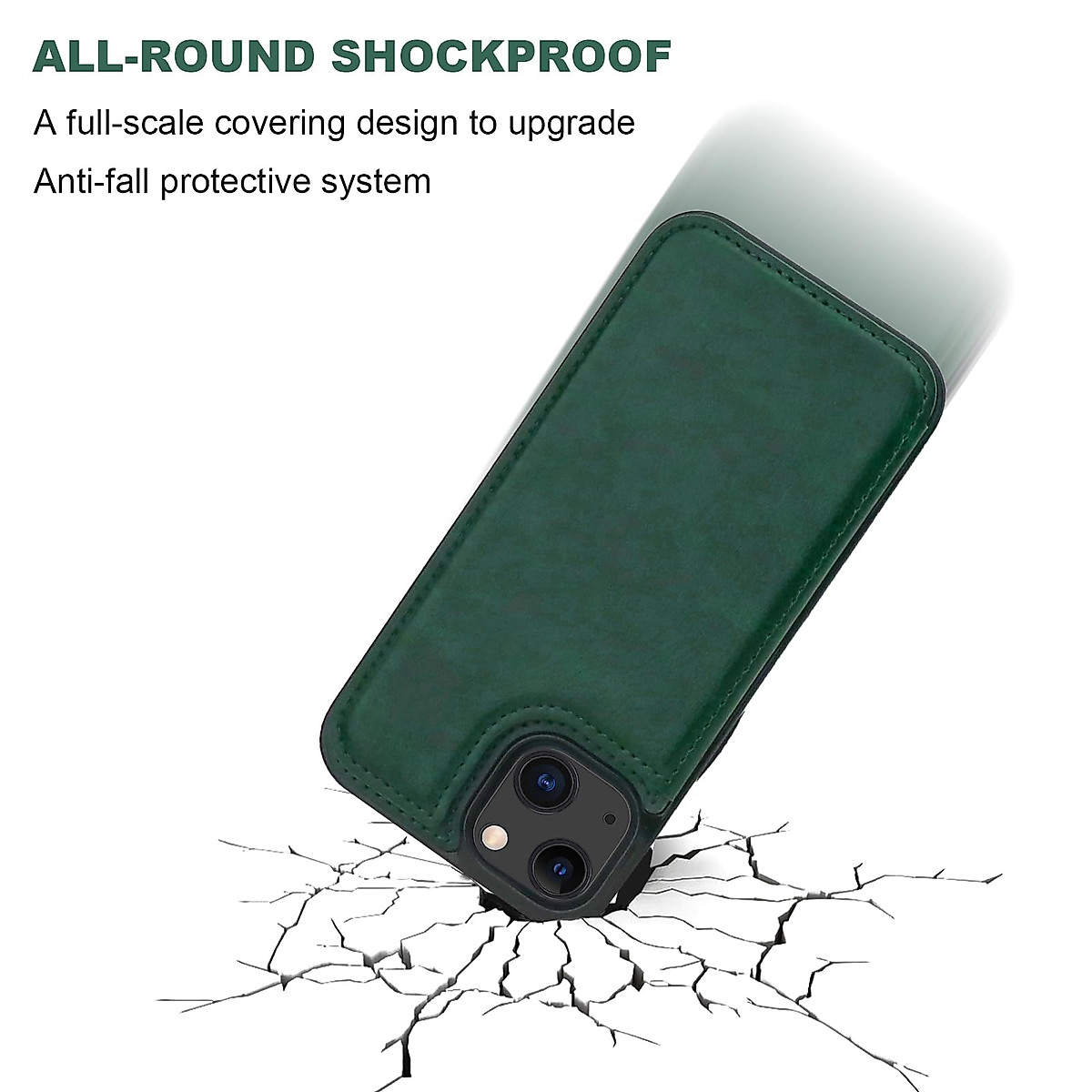 Onetop Compatible with iPhone 13 Mini Wallet Case with Card Holder, PU Leather Kickstand Card Slots Case, Double Magnetic Clasp and Durable Shockproof Cover 5.4 Inch (Green)