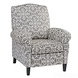 Madison Park Kirby Recliner Chair - Solid Wood, Plywood, Rolled Back Button Tufted Accent Armchair Modern Classic Style Family Room Sofa Furniture, Grey