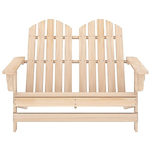 Tidyard 2-Seater Patio Adirondack Chair Solid Wood Fir Outdoor Fire Pit Chair Wooden Garden Armchair for Porch Pool Lawn Deck Backyard Balcony Outdoor