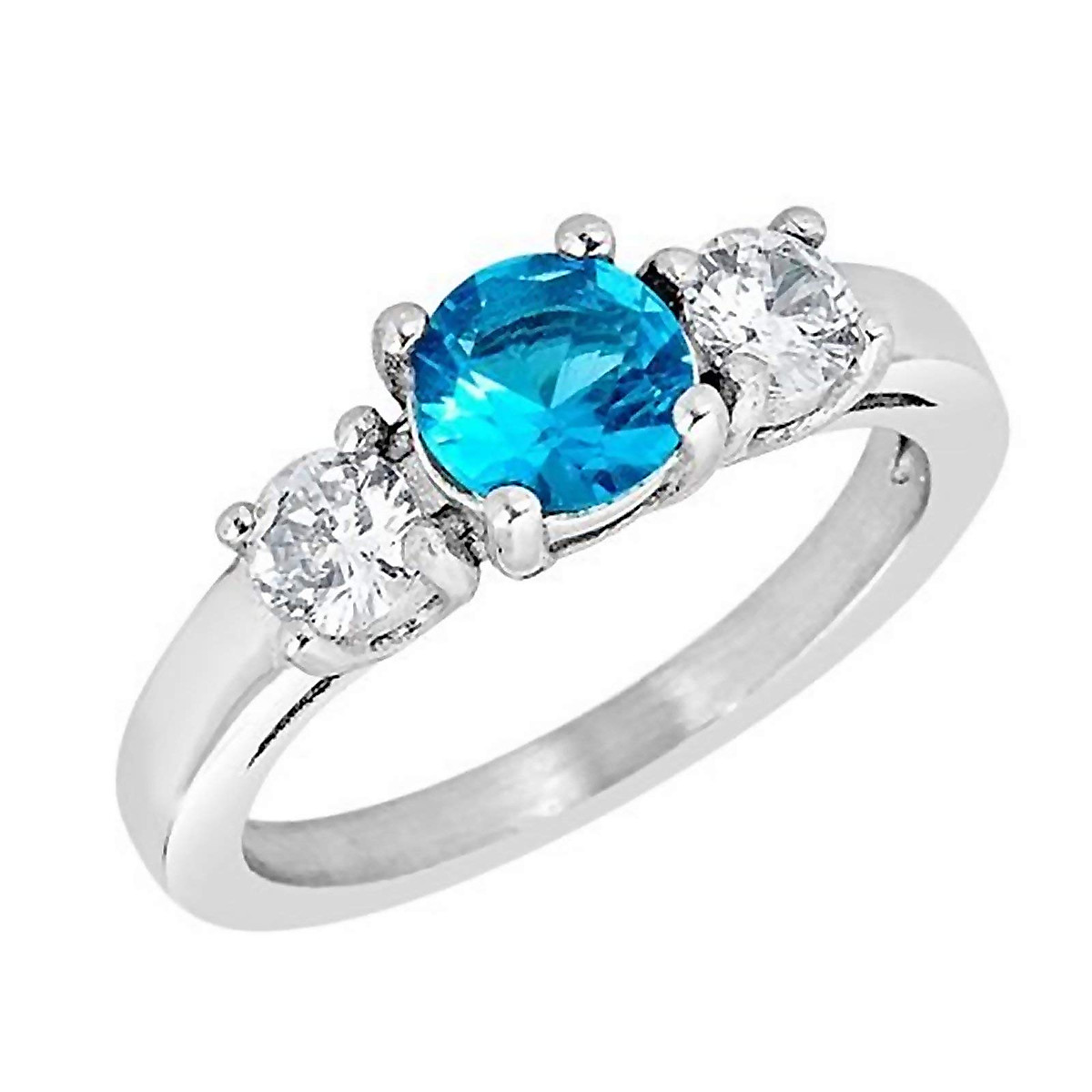 Fantasy Forge Jewelry Womens December Birthstone Ring Blue Cubic Zirconia Stainless Steel Anniversary Band Size 8