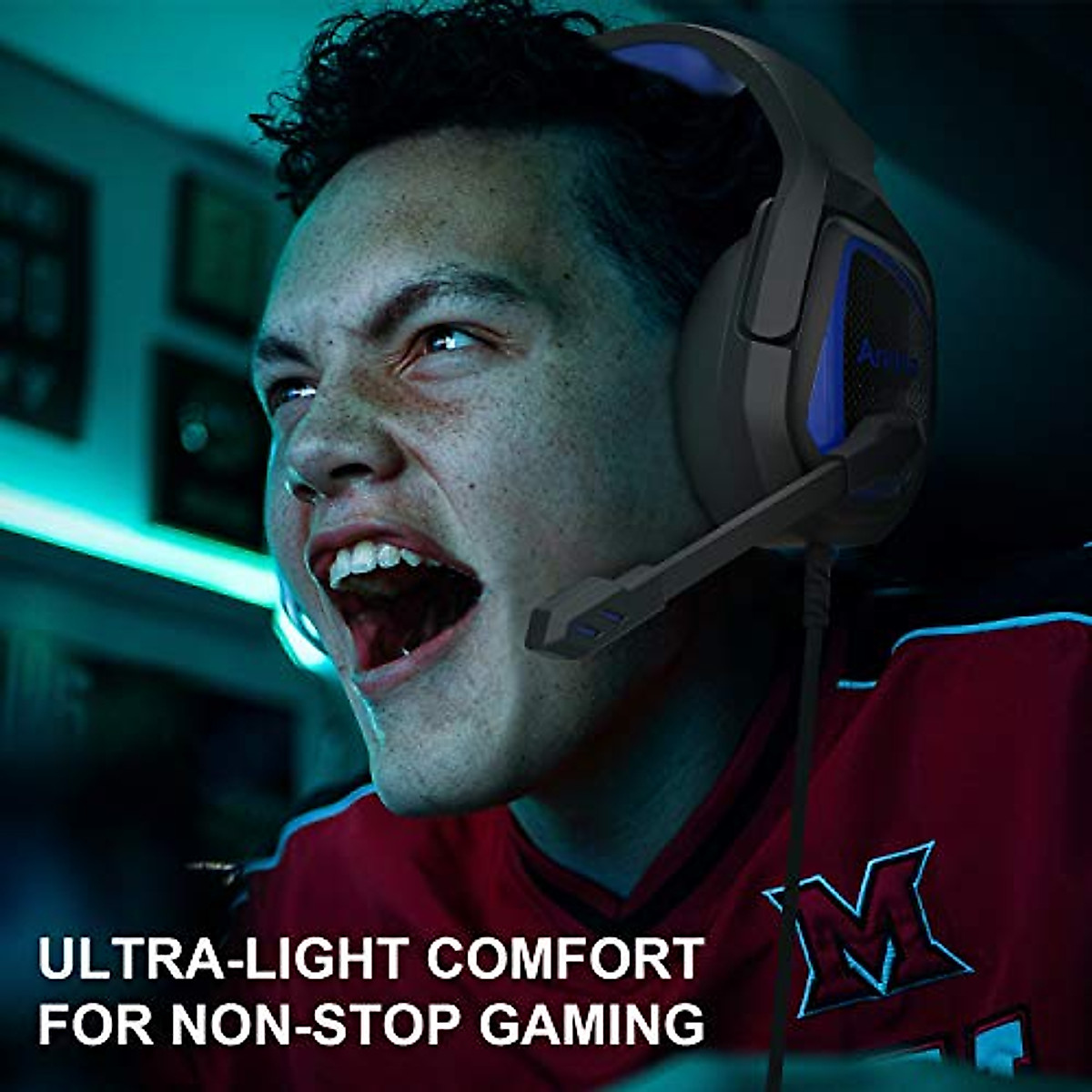 Anivia Gaming Headset Xbox One Headset with Noise Canceling Mic Over Ear Headphones Compatible with PC, PS4, Xbox One Controller MH602 Blue