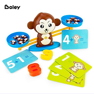 Boley Monkey Balance Math Game - 62 Piece Educational Math Games for Kids Ages 3 and Up - for The Home, Classroom, Preschool, Kindergarten, and Daycare