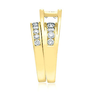 MOTIEL 1-1/2ct.Engagement Ring Set in 10K 14k 18K Yellow Gold Rose Gold White Gold Band Ring Brial Set Moissanite Wedding Anniversary Ring Valentine Jewerly Gift for Lovers, Adjustable Size 4-12