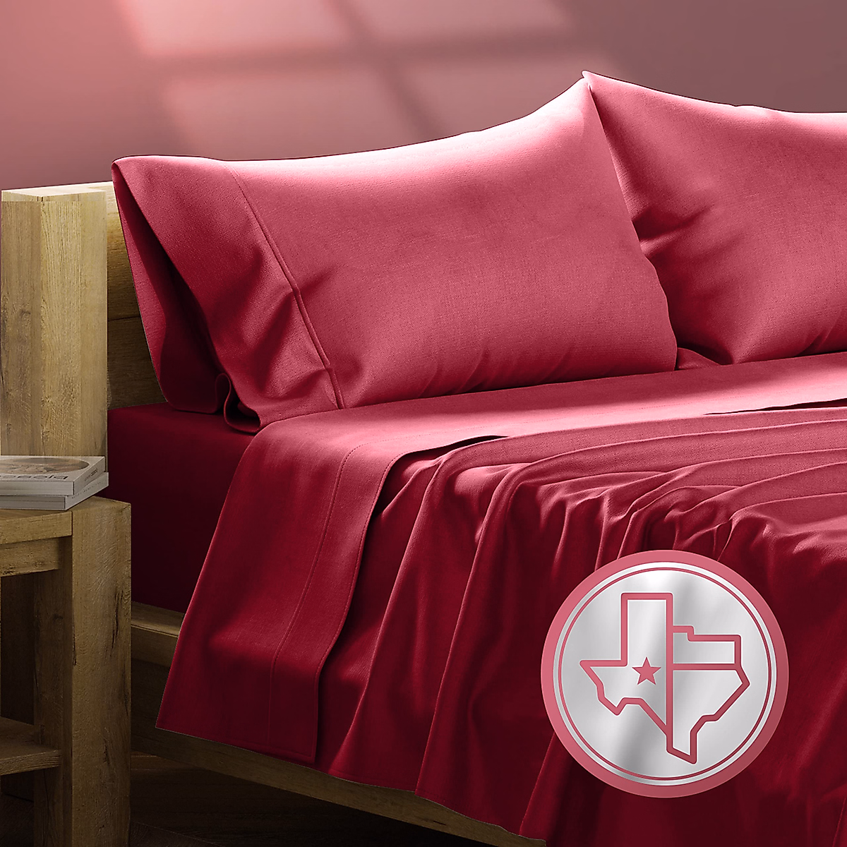 TEXAS LINEN CO. 800 TC Egyptian Cotton Sheets - 4 Piece Maroon Full Size Cooling Sheet for Hot Sleepers, Soft, Breathable Bed Sheet Set, Luxury Hotel Sheets, Fits Mattress Upto 18'' DEEP Pocket