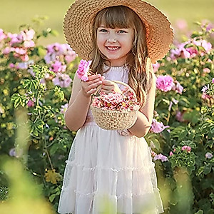 Hemoton Woven Storage Basket Wedding Flower Girl Basket Woven Ranttan Flower Bride Basket Picnic Basket for Wedding Bridal Ceremony Party Decoration (Beige) S Wicker Basket