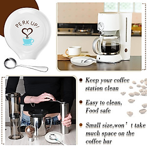 4 Pieces Coffee Spoon Rest and Spoon Small Teaspoon Holder Ceramic Coffee Spoon Holder Rests for Coffee Station Decor Stove Top Countertop Kitchen Accessories Nice Present for Coffee Lovers