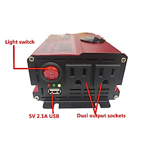 KAIDS Clearance Items Power Inverter Full Power 350W Car Inverter Peak 700W DC 12V to 110V AC Car Inverter USB Ports Charger Adapter Car Plug Converter with Switch and Current LED Screen(350w)