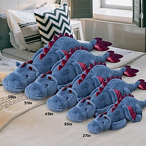 Pterosaur Stuffed Animal with Wings - Cute Soft Dinosaurs Plush Toys Little Flying Dragon Plushies Pillow Doll Christmas Birthday Gifts for Kids Boys Girls (Blue,27.55inch/70cm)