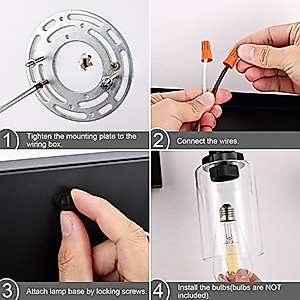 MELUCEE 2-Light Black Wall Sconce Industrial Vintage with Clear Glass Shade and Metal Base, Bathroom Vanity Lights Hallway Light Fixture Sconces Wall Lighting