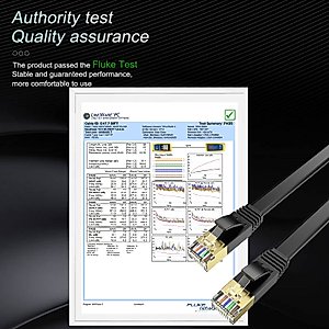 Cat 7 Ethernet Cable 50 ft, Shielded 10Gbps 600MHz, Support Cat 8 Network, Solid Flat Internet Computer Patch Cord, High Speed LAN Wire for Any Device with an RJ45 Port, Black