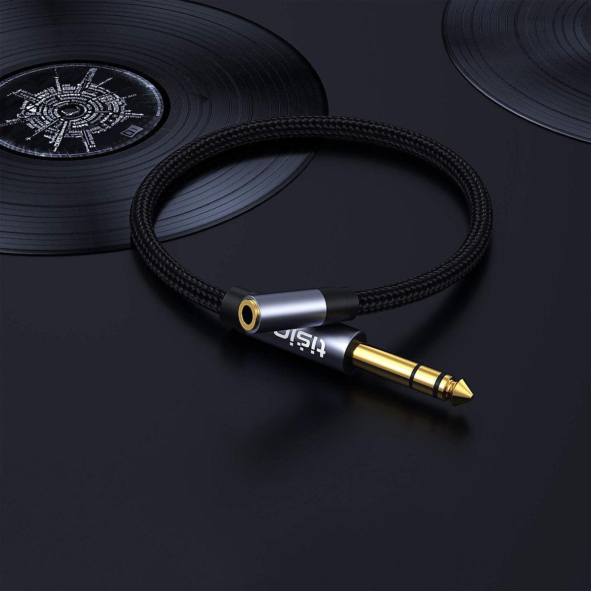 Tisino 3.5mm to 1/4 Headphone Jack Adapter Cable 6.35mm 1/4" Male to 1/8" Female Adapter for Headphones, Amplifiers, Guitar Amp, Keyboard Piano, Home Theater, Speaker, Mixing Console - 1 feet