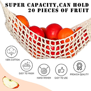 Ycsst Hanging Fruit Hammock Under Cabinet - fruit and veggie basket - macrame fruit hammock for Kitchen Décor - Storage That Saves Counter For More Counter Space at Home, Boat, or Rv,with 4 Hooks.