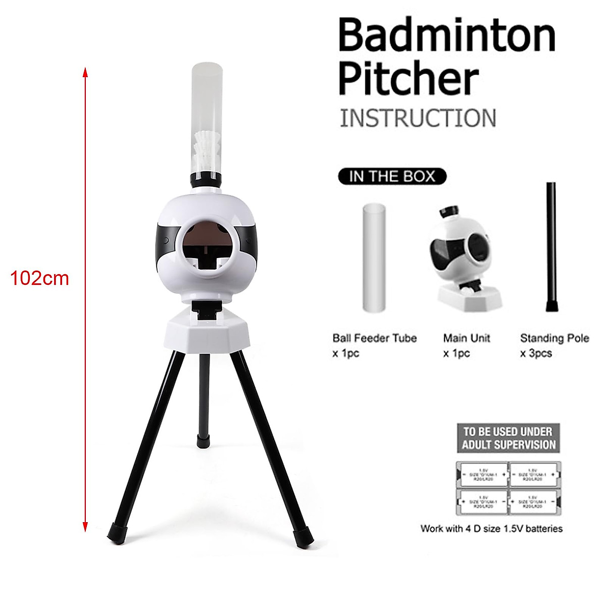 Gdrasuya10 Automatic Badminton Serve Machine Shuttlecock Launcher Badminton Robot Shooting Machine for Indoor Outdoor Training
