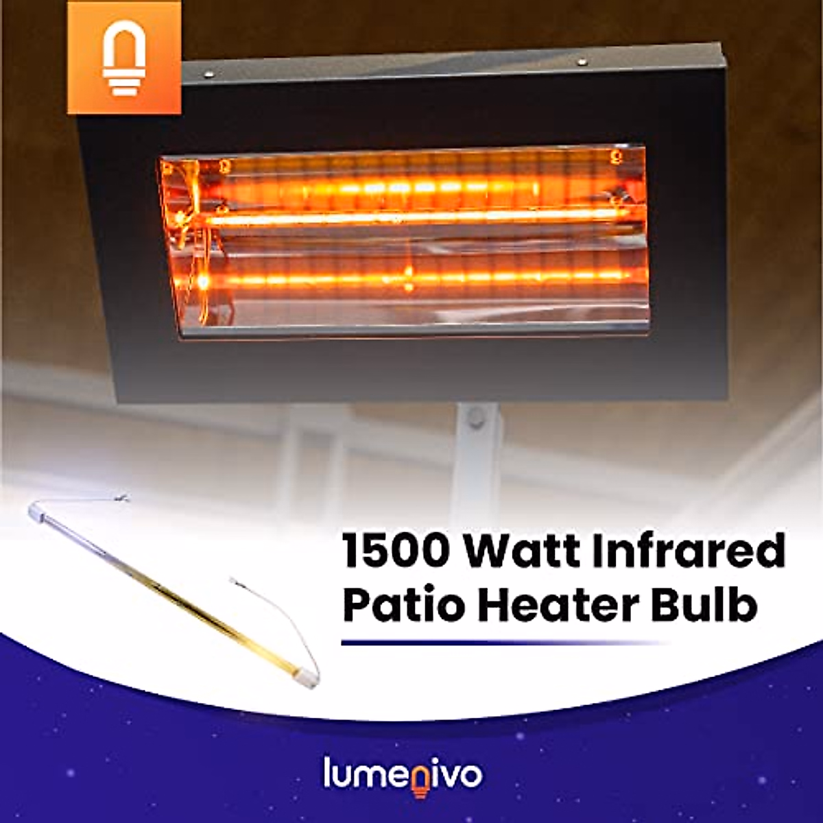 lumenivo 1500 Watt Infrared Patio Heater Bulb Replacement for Firesense Electric Patio Heater Compatible Infrared Bulb Heater as Firesense Replacement Parts
