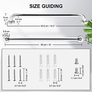 supregear Bathroom Grab Bar Rail, 12 Inch 304 Stainless Steel Bathroom Handle, Safety Handle, Indoor/Outdoor Auxiliary Handle for Kitchen Bedroom Bathtub, Shower and Steps