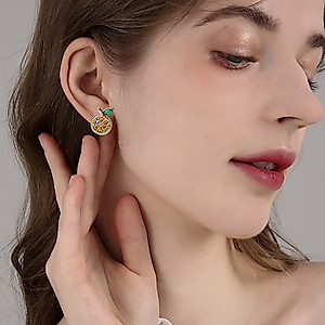 Orange Lemon Stud Earrings for Women Fruit Earrings for Women Girls 925 Silver Post 14K Gold Plated Stud Gifts for Women Lightweight Birthday Valentine's Day Mothers Day Christmas Gift