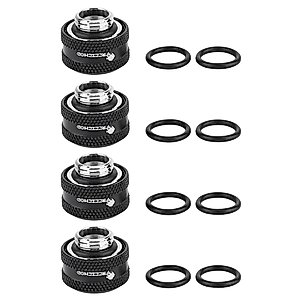 Pomya Water Cooling Fitting, 14mm Water Cooling Compression Fitting for Rigid Acrylic Tube OD (Pack of 4)(black)