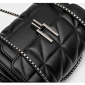 Herinos Women Crossbody Bag, Leather Diamond Handbag for Girls, Young Ladies Sling Shoulder Bag Wallet, Black