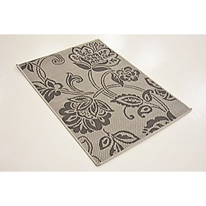 Unique Loom Botanical Collection Floral, Coastal, Bohemian, Indoor and Outdoor Area Rug, Rectangular 2' 2" x 3' 0", Gray/Dark Gray
