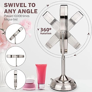 VESAUR 10" Extra Large and 17" Tall Lighted Makeup Mirror, 1X/5X Magnifying Vanity Mirror with 3 Colors Dimmable, 62 Premium LED Lights, 360° Rotation Table Mirror 2 Power Supply, Pearl Nickel