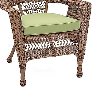 Jeco Wicker Chair with Green Cushion, Set of 2, Honey/W00205-