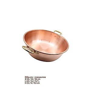 CREARTISTIC 100% Made in Italy - Copper Jam Pan – 10,2 x 3 inch – 2.6 Quart – Copper pan to make homemade jam – Pan with 2 handles – Handmade – Pure Copper – Hand hammered