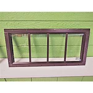 10x23 Brown Transom Shed Window, Tempered Glass, Great for Outdoor Sheds, Playhouses, Garages, and Barns!