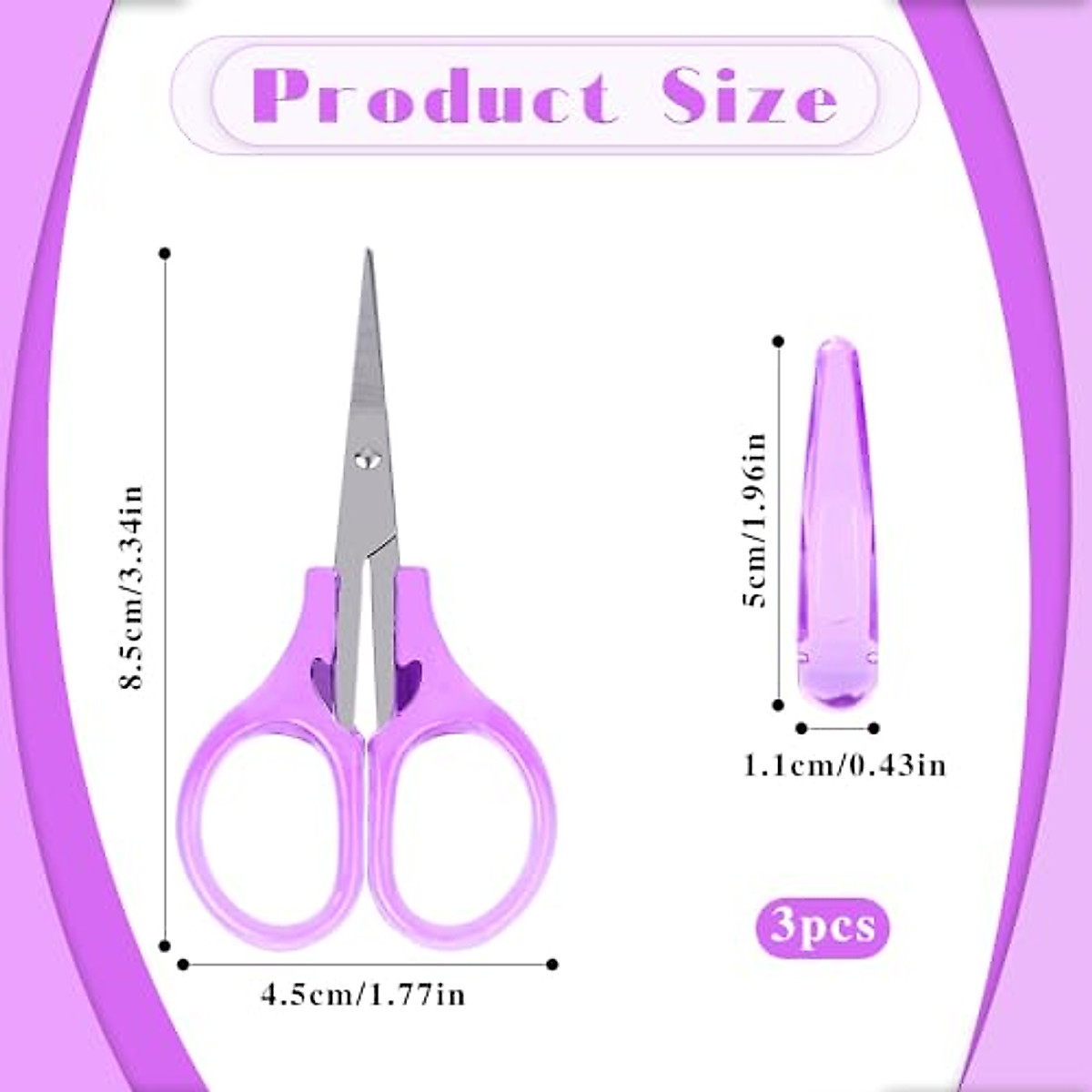 3Pcs Small Scissors All Purpose Craft Scissors Stainless Steel Scissors with Protective Cover Mini Detail Craft Scissors Precision Straight Fine Tips Design for Paper Cutting,Scrapbooking