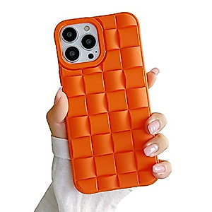 Ginkgonut Compatible with iPhone 14 Pro Case for Women/Girls, Cute 3D Laid Desgin Soft Silicone Shockproof Raised Bumper Corners Case for iPhone 14 Pro（Orange）
