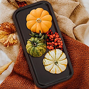 JOIKIT 14 x 5.9 Inch Walnut Wooden Rectangle Tray, Bathroom Tray Platter Solid Wood Decorative Serving Tray Plate for Cookie, Bread, Cheese, Coffee, Tea