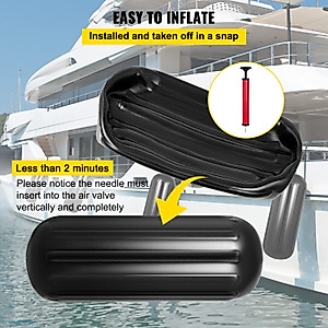 Vevor Boat Fenders 10 x 28 inches, Vinyl Boat Fender Pack of 4, Ribbed Twin Eyes Boat Bumpers Black and Pump to Inflate : Sports & Outdoors