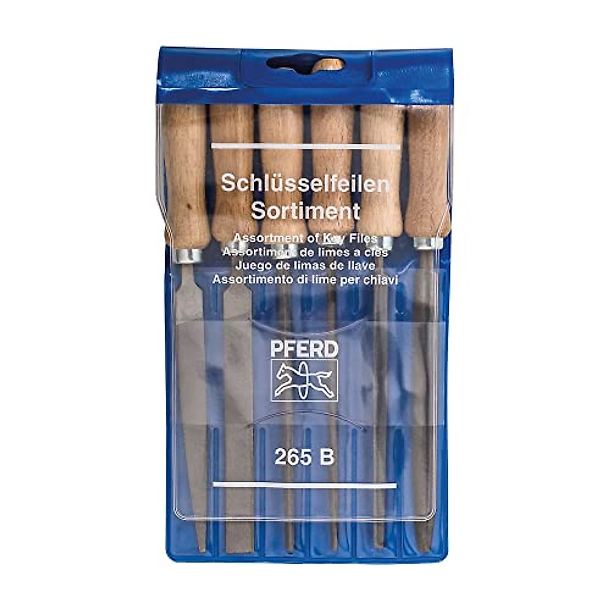 Pferd Key File Set 265 B in Plastic Pouch, 6 Files, 4 inch, with Wooden Handles, 17012 – Ideal for Fine and Delicate Filing