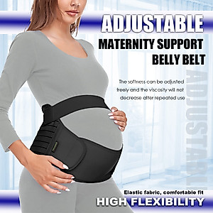 ChongErfei Pregnancy Belly Belly Bands 3 in 1 Pregnancy Support Belt for Pregnancy Back/Pelvic/Hip Pain, Pregnancy with Ab Support (XL:Fit Ab 46"-57.2", Black)