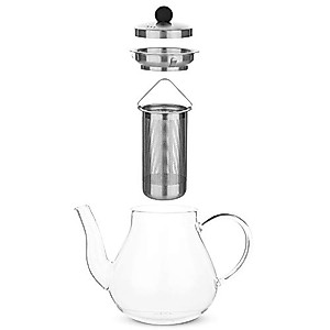 BTaT - Glass Teapot with Removable Infuser (32oz, 1000ml) Stovetop Safe Tea Kettle, Blooming and Loose Leaf Tea Maker Set, Mother's Day Gift
