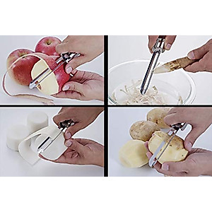 Seki Japan Long Vegetable Peeler, stainless steel blade with plasctic safety cover