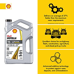 Shell Rotella T5 Synthetic Blend 15W-40 Diesel Engine Oil, 1 Gallon