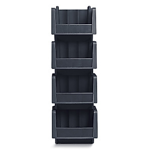 Akro-Mils 30796 Economy Stacking Shelf Plastic Storage Bins, (9-Inch x 6-5/8-Inch x 5-Inch), Black (10-Pack)