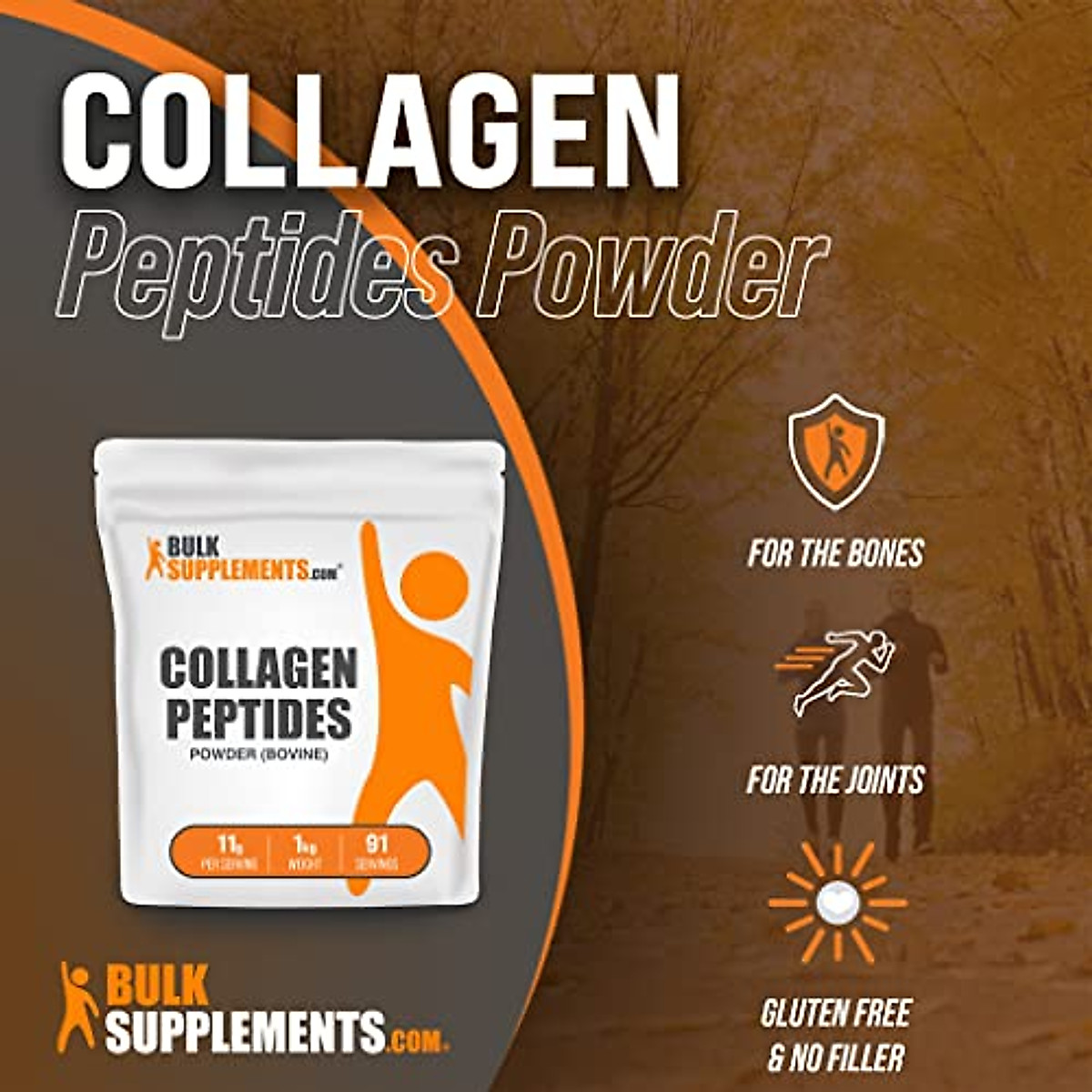 BULKSUPPLEMENTS.COM Collagen Peptides Powder - Hydrolyzed Collagen Powder, Collagen Supplement - 11g of Bovine Collagen Powder per Serving - Collagen Powder Unflavored (1 Kilogram - 2.2 lbs)
