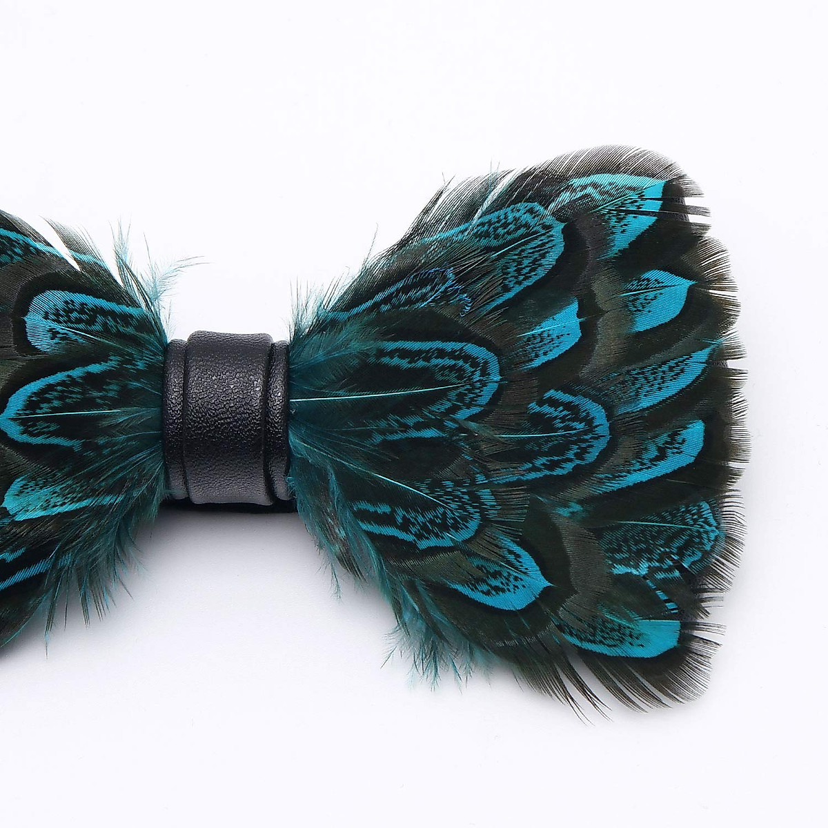mumusung Men's Peacock Feather Bowtie (Teal Feathers)