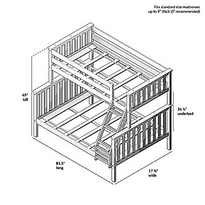 Max & Lily Bunk Bed, Twin-Over-Full Wood Bed Frame For Kids, White