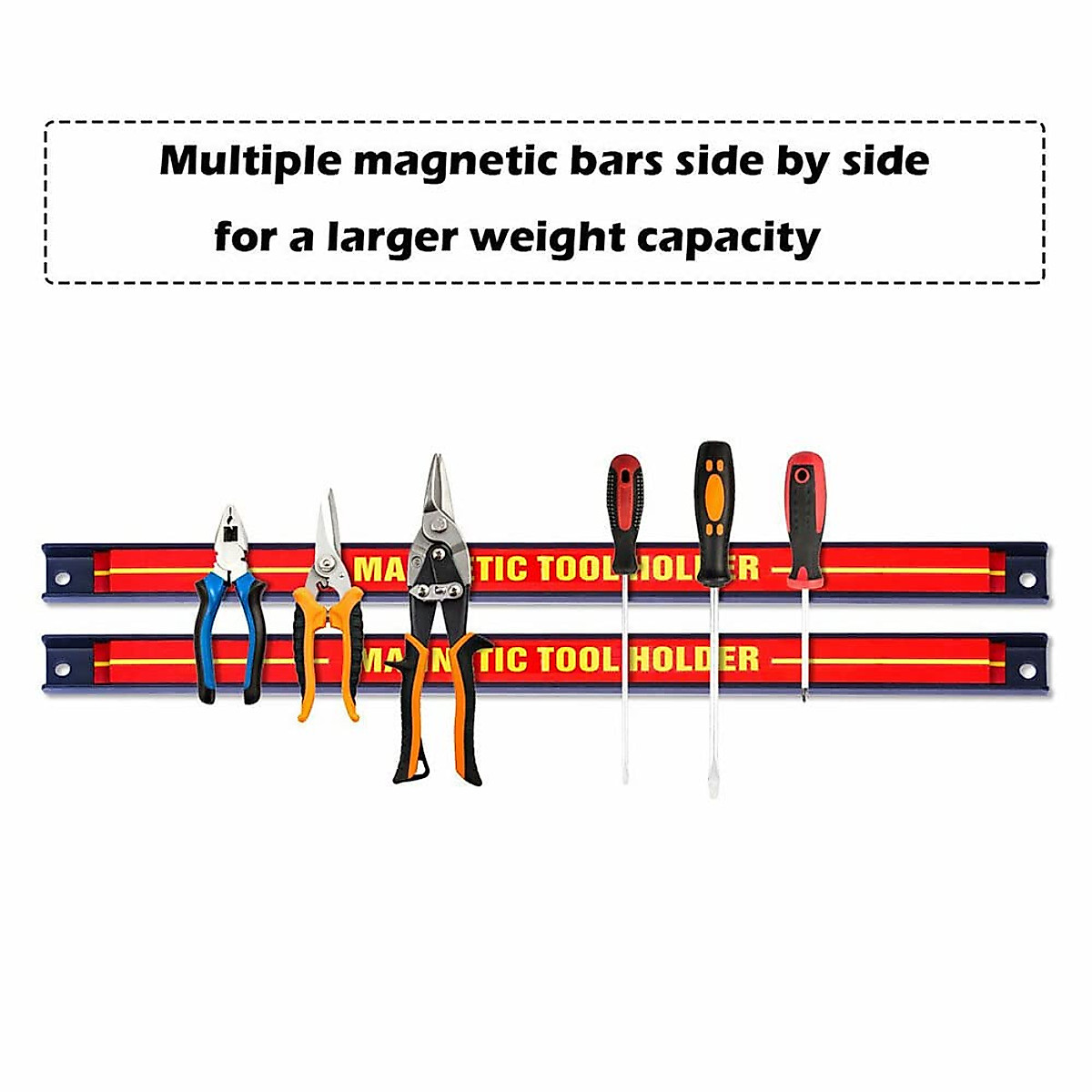 6 Pieces 18 Inches Magnetic Tool Holder Racks,Magnetic Tool Holder Strip,Metal Tool Organizer Bar for Garage Organization,Shop Organization,and Workbench Accessories,Mounting Screws Included.