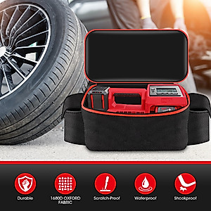 Air Compressor Bag Compatible with Milwaukee M18 Inflator 2848-20,with Pocket for Battery Pack,for 18V 3.0 to 9.0 Ah Battery,Milwaukee Air Compressor Storage Carrying Bag((Box only)