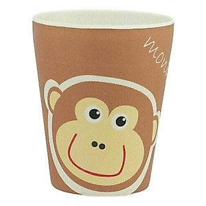 Ebros Whimsical 5 Piece Dinnerware Set for Kids Children Toddler Baby Made of No BPA Eco Friendly Organic Bamboo Fiber Fork Spoon Plate Bowl and Cup Essentials (Jungle George Monkey)