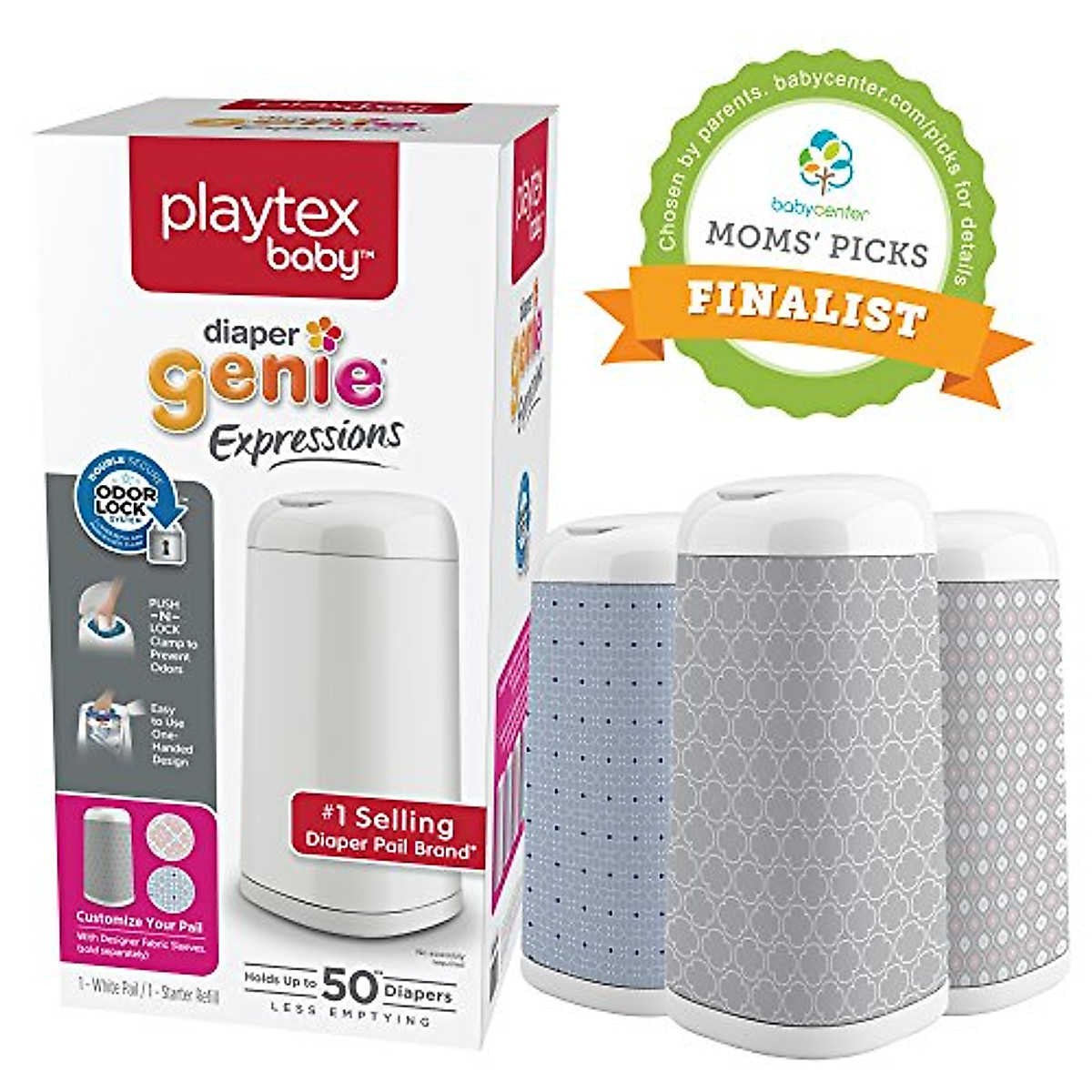 Diaper Genie Playtex Expressions Fabric Sleeve, Grey Clovers